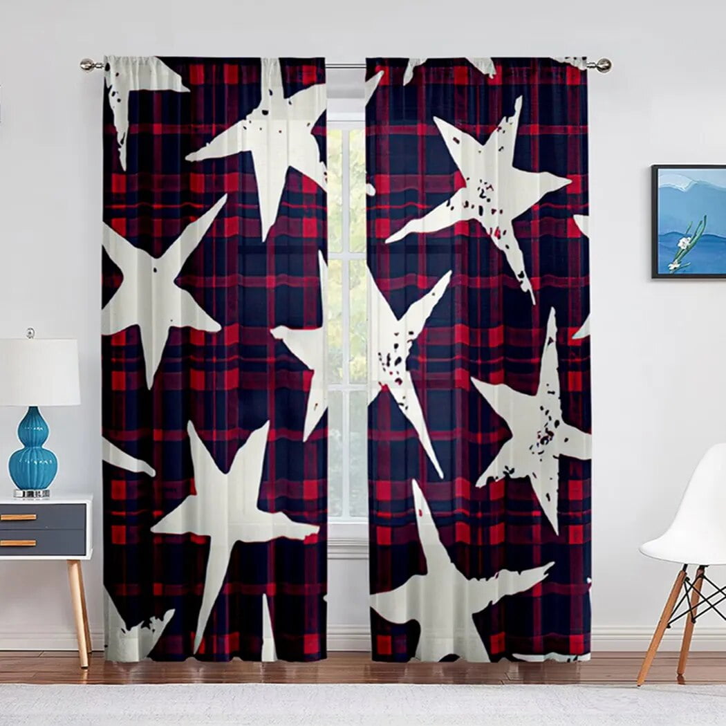 Classic Style Buffalo Check Curtain Gradient Textures Polyester Pongee ...