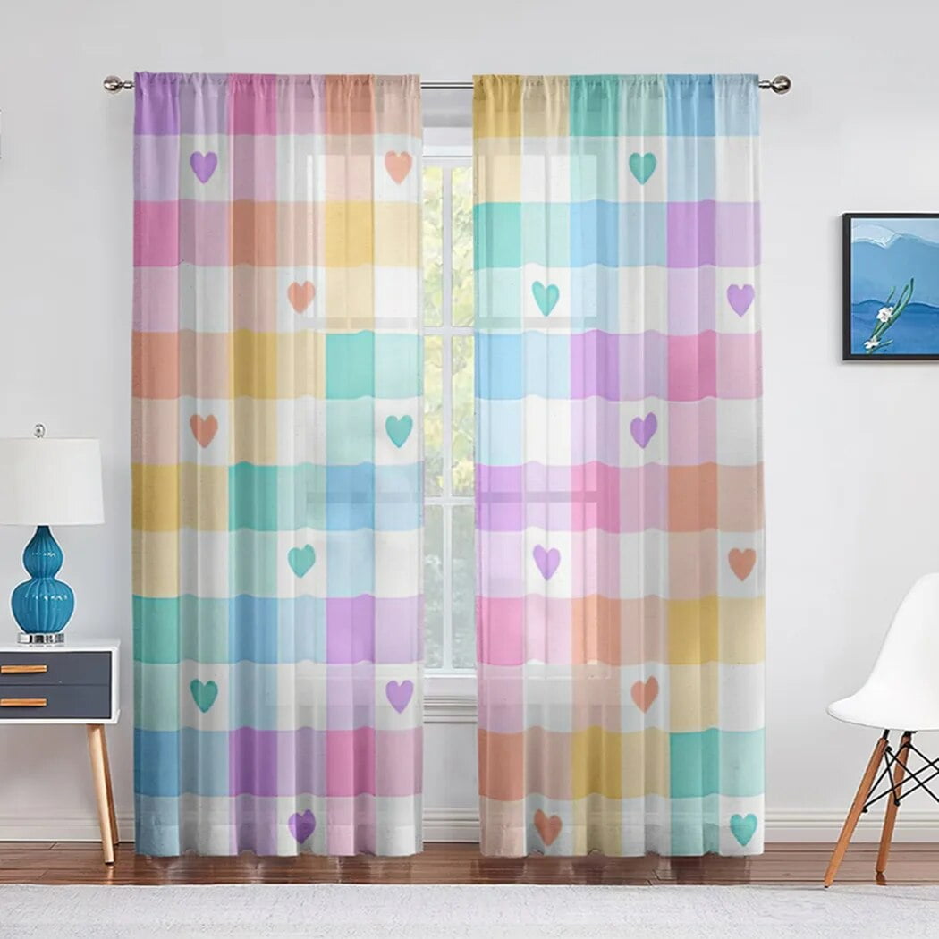 Classic Style Buffalo Check Curtain Gradient Textures Polyester Pongee ...