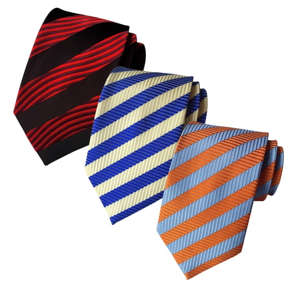 Classic Style Men's Necktie Set - 3 Pack with Elegant Woven Stripe ...