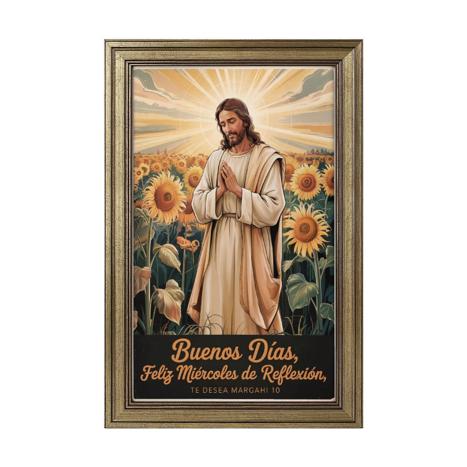 Classic Style Poster Featuring Jesus Among Sunflowers with ...