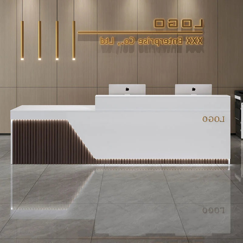 Classic Stylish Reception Desks White Illuminated Mdf Modern Reception ...