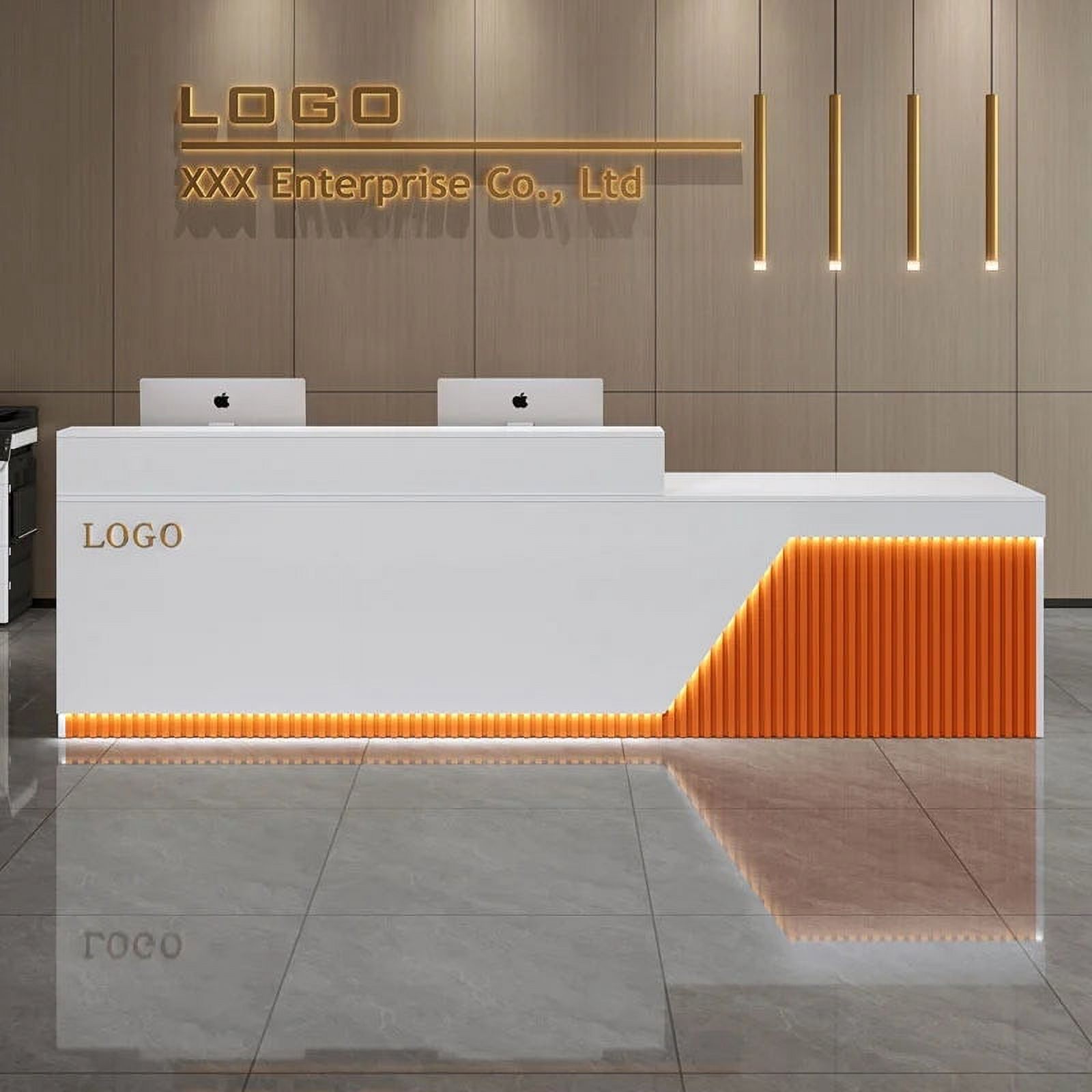 Classic Stylish Reception Desks White Illuminated Mdf Modern Reception ...