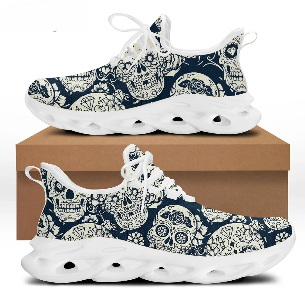 Classic Sugar Skull Printing Men Flats Sneakers Lace Up Shoes Brand ...