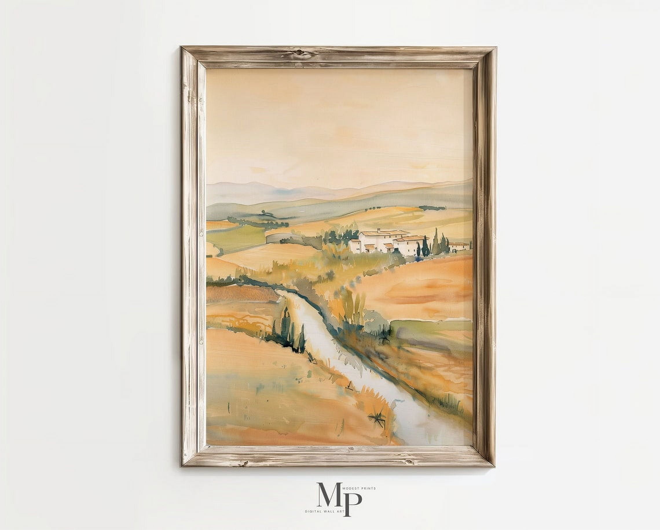 Classic Summer Landscape Watercolor Art, Tuscany Italy Painting ...