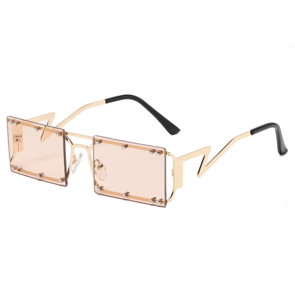 Classic Sun Glasses Shades Small Square Rivets Frame Anti Glare ...