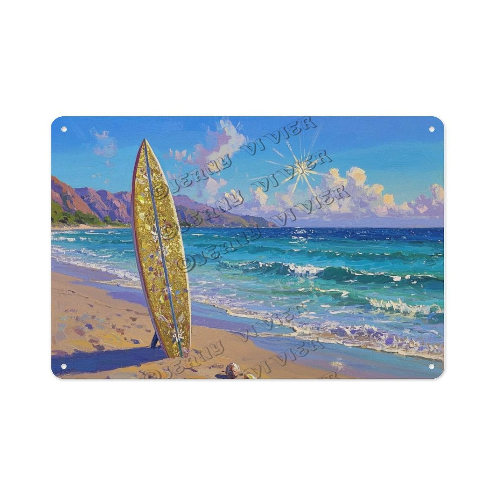 Classic Surfboard Tin Sign – 8x12 Inch Metal Wall Décor for Beach House ...