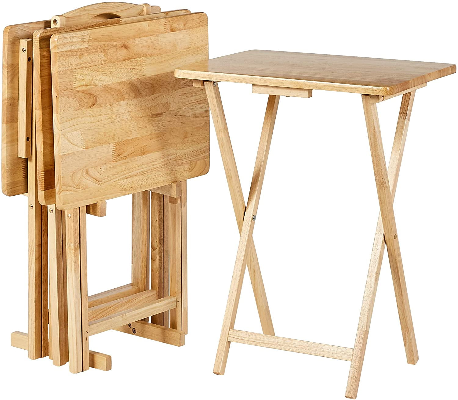 Classic Foldable TV Dinner Tray Table with Storage Rack, 14.6 L x 19 W ...