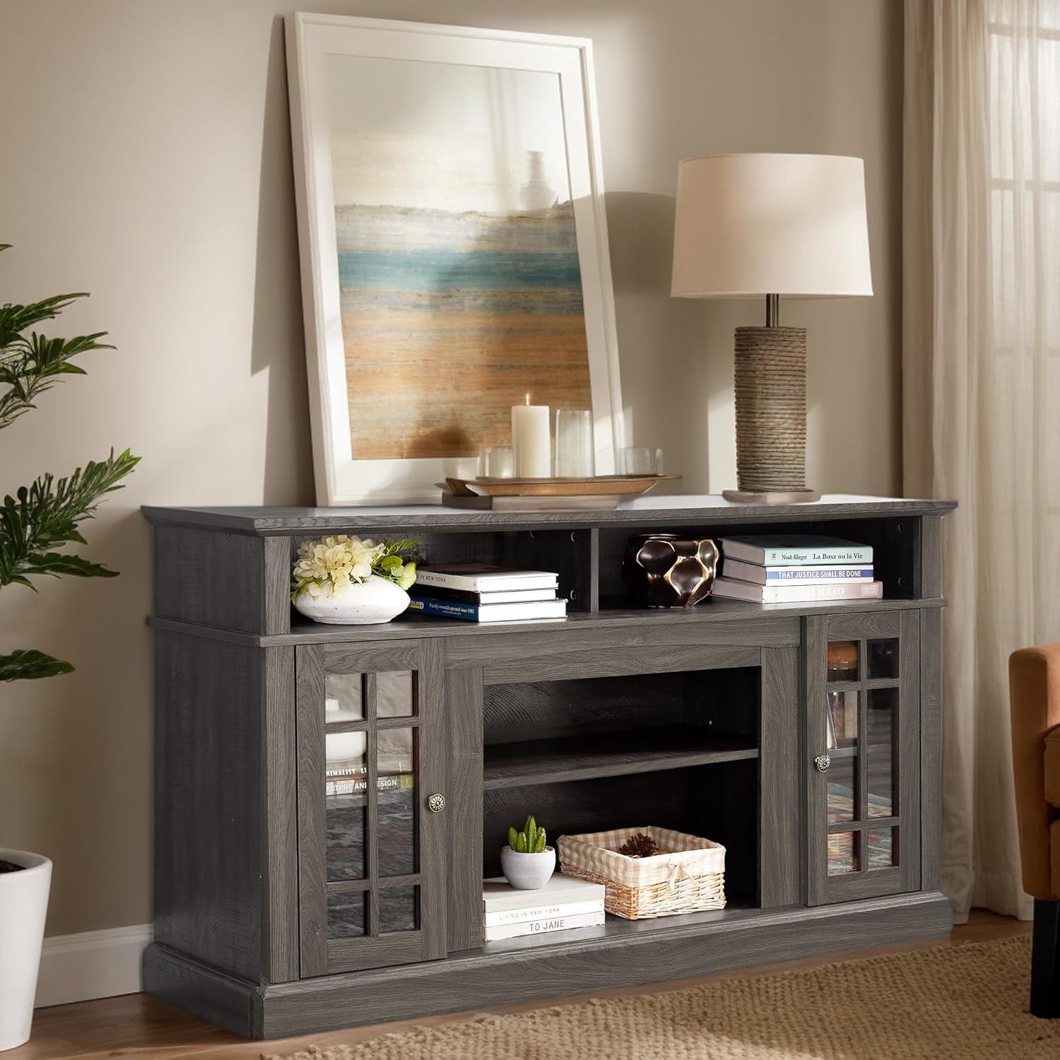 Classic TV Stand for TVs Up to 65 Inch, 58" W Traditional Entertainment ...
