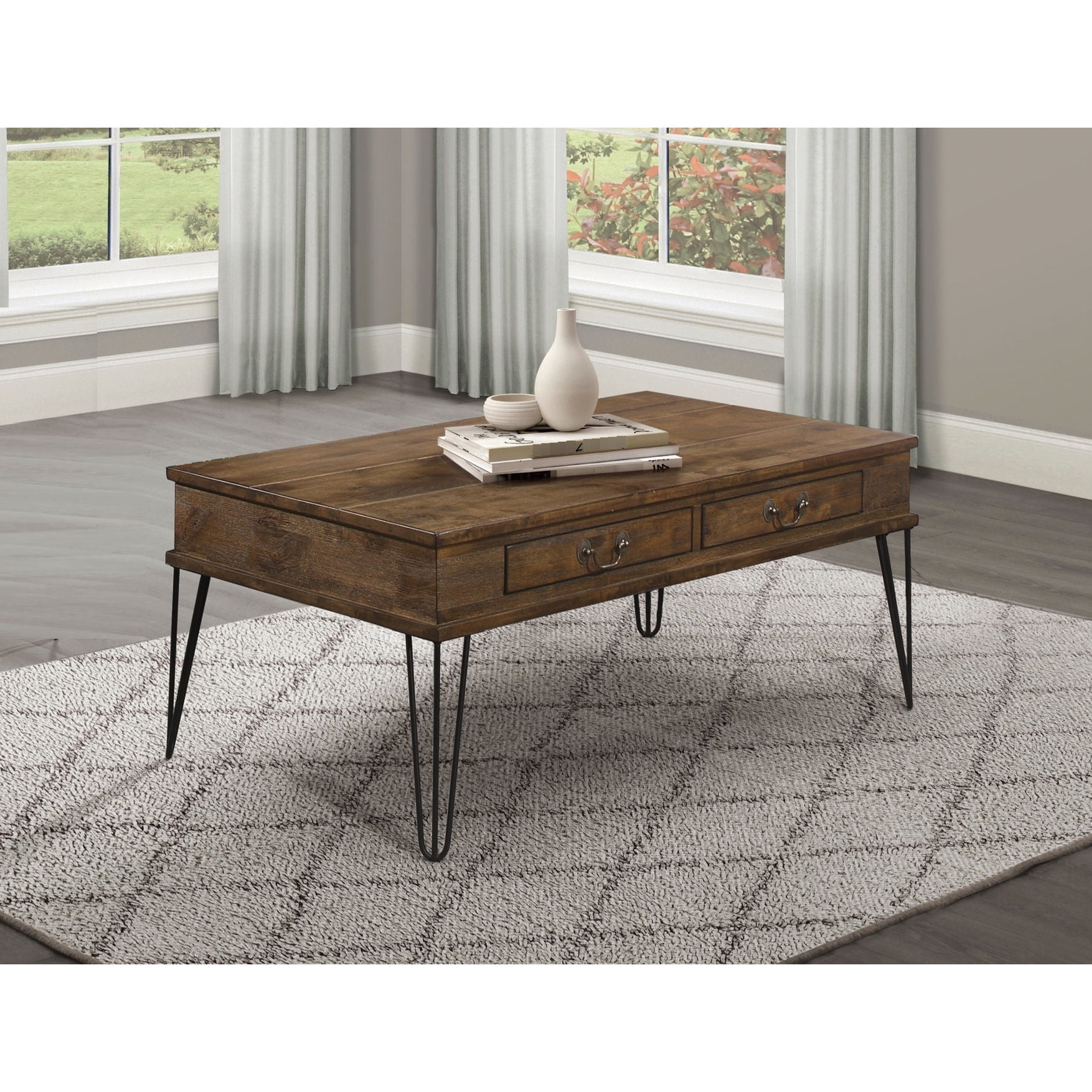 Classic Table with 2 Drawers and Metal Legs / Primary Living Space ...