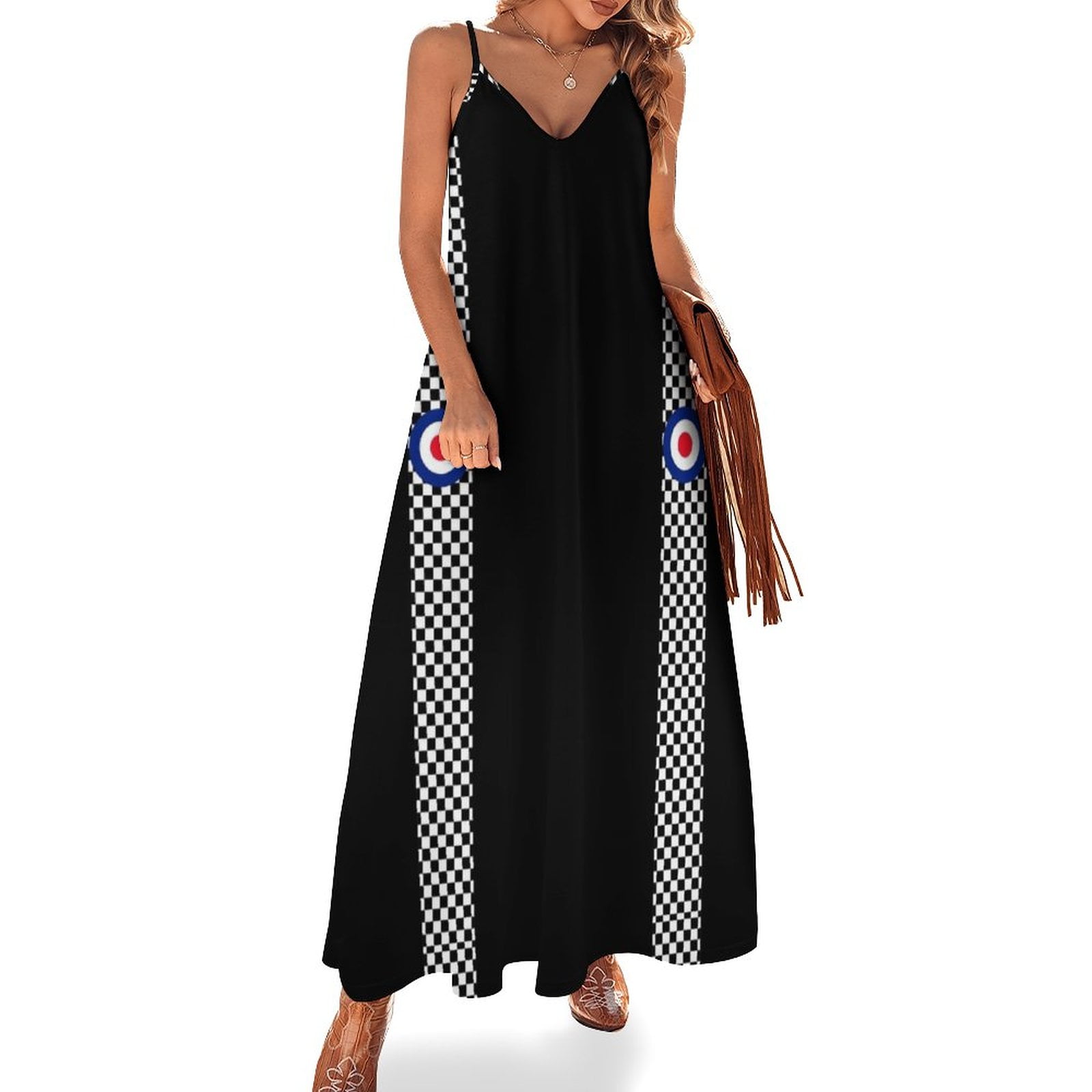 Classic Target Roundel Racing Checkers Sleeveless Dress elegant evening ...