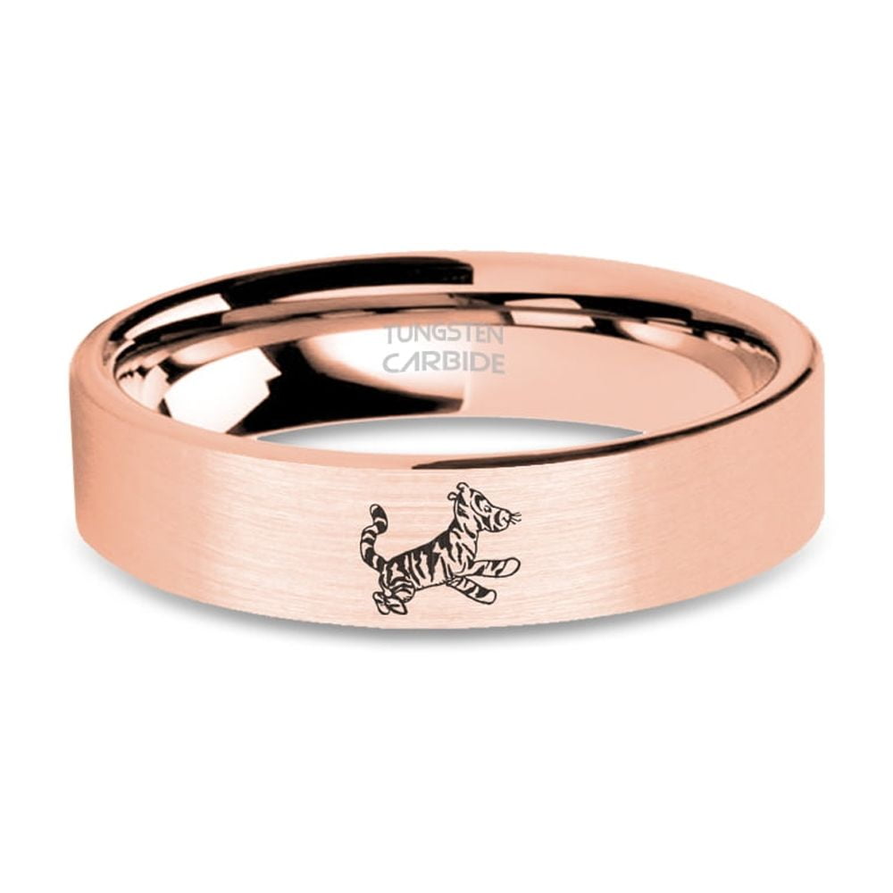 Classic Tigger Winnie-the-Pooh Brushed Rose Gold Tungsten Ring, 6mm ...