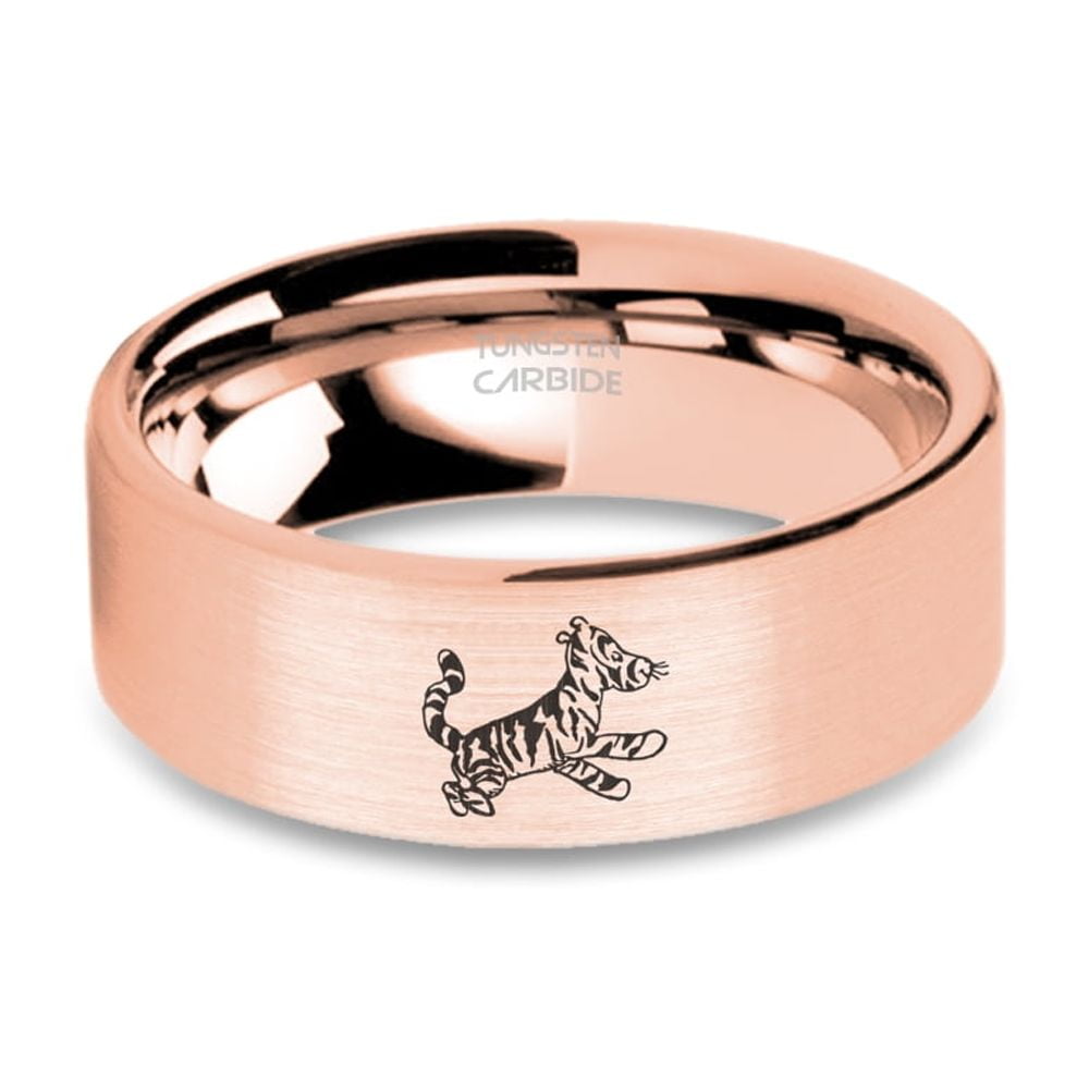 Classic Tigger Winnie-the-Pooh Brushed Rose Gold Tungsten Ring, 8mm ...