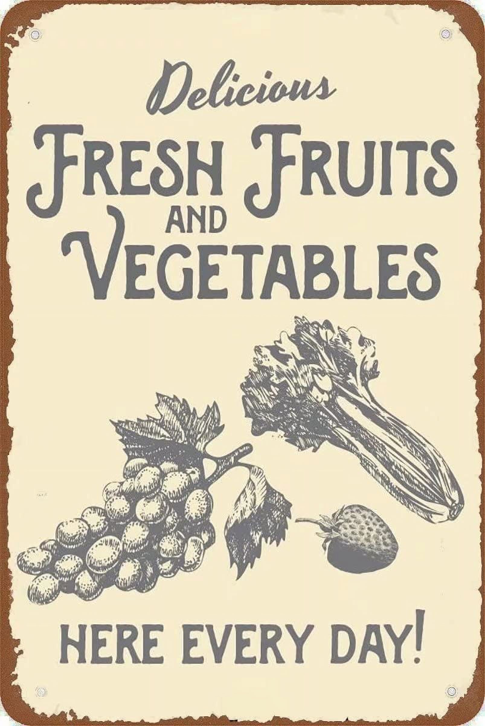 Classic Tin Sign 8X12 inches Vegetables Sign Fresh Fruit Sign Metal ...