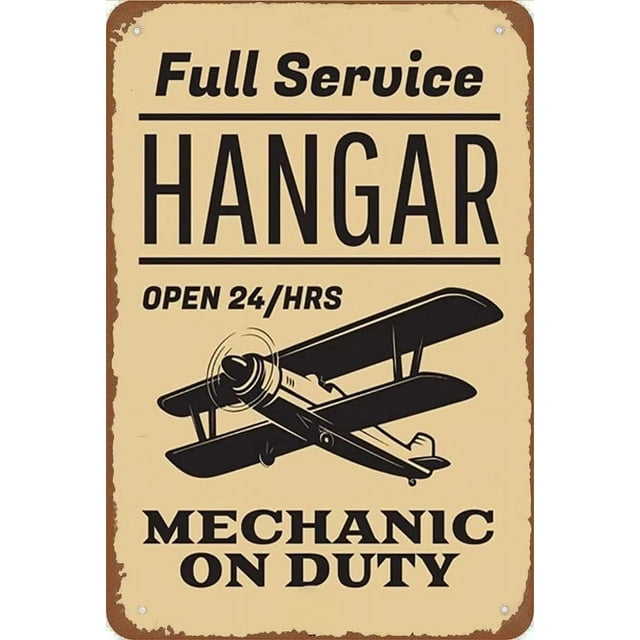 Classic Tin Sign Full Service Hangar Hangar Sign Aircraft Decoration ...