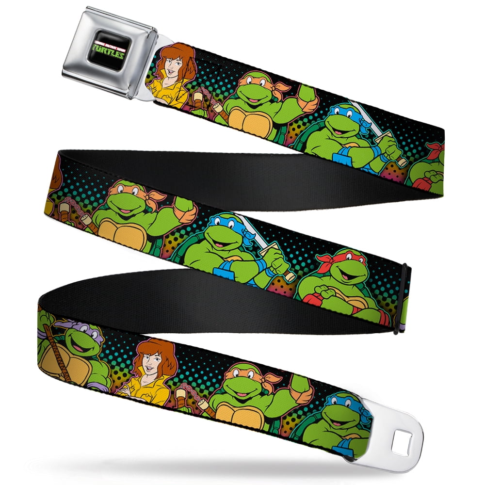 Nickelodeon Belt, Seatbelt Buckle Belt, TMNT Logo Turtles April Pose ...