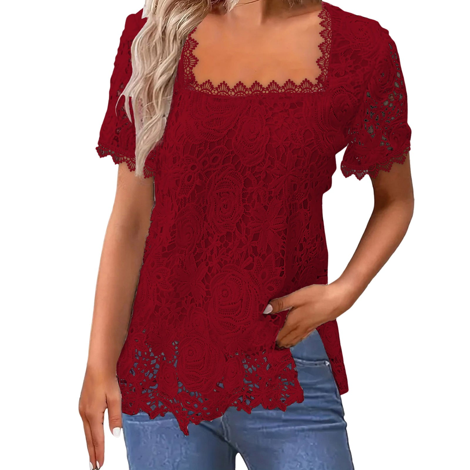 Classic Tops For Women Summer Vest Loose Pleated Square Neck Short