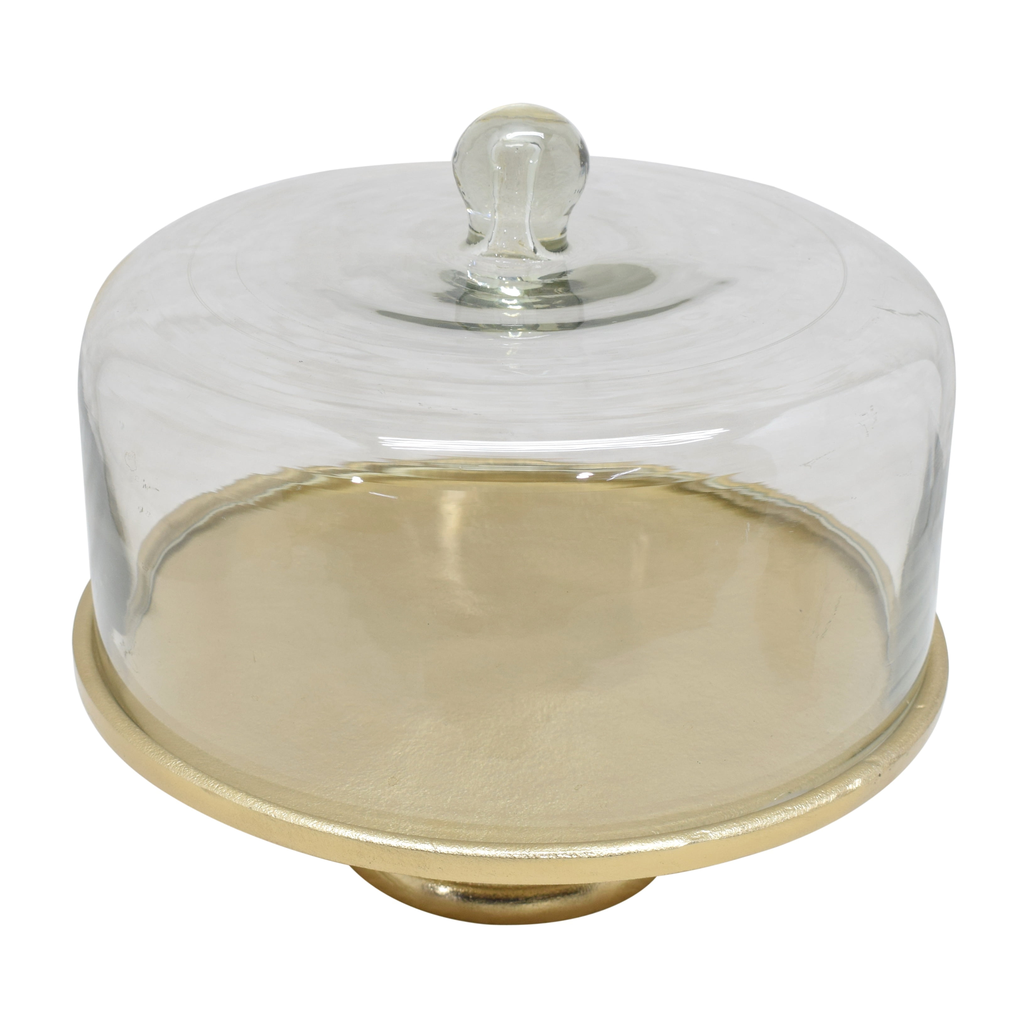 Classic Touch 12.5"D Hammered Gold Cake Plate with Glass Dome - 12.5"D ...