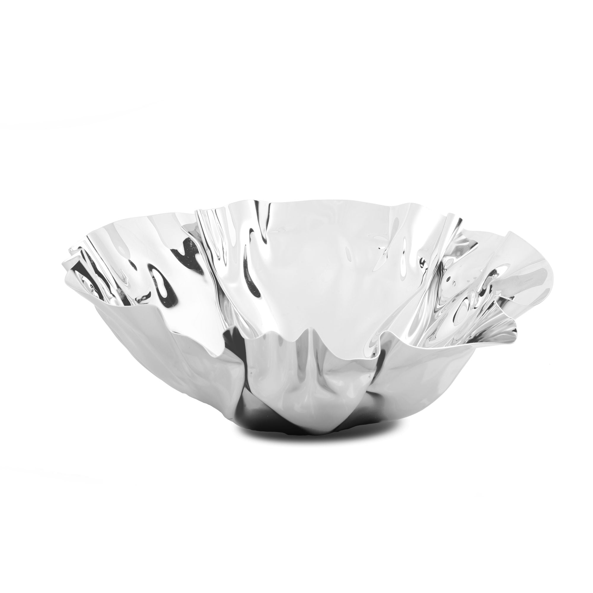 Classic Touch 12.5" Round Stainless Steel Wavy Design Serving Bowl ...