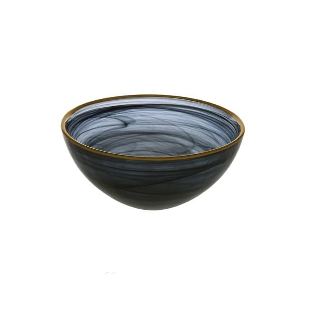 Classic Touch CB346 6.25 in. Black Alabaster Bowl with Gold Rim - Walmart.com