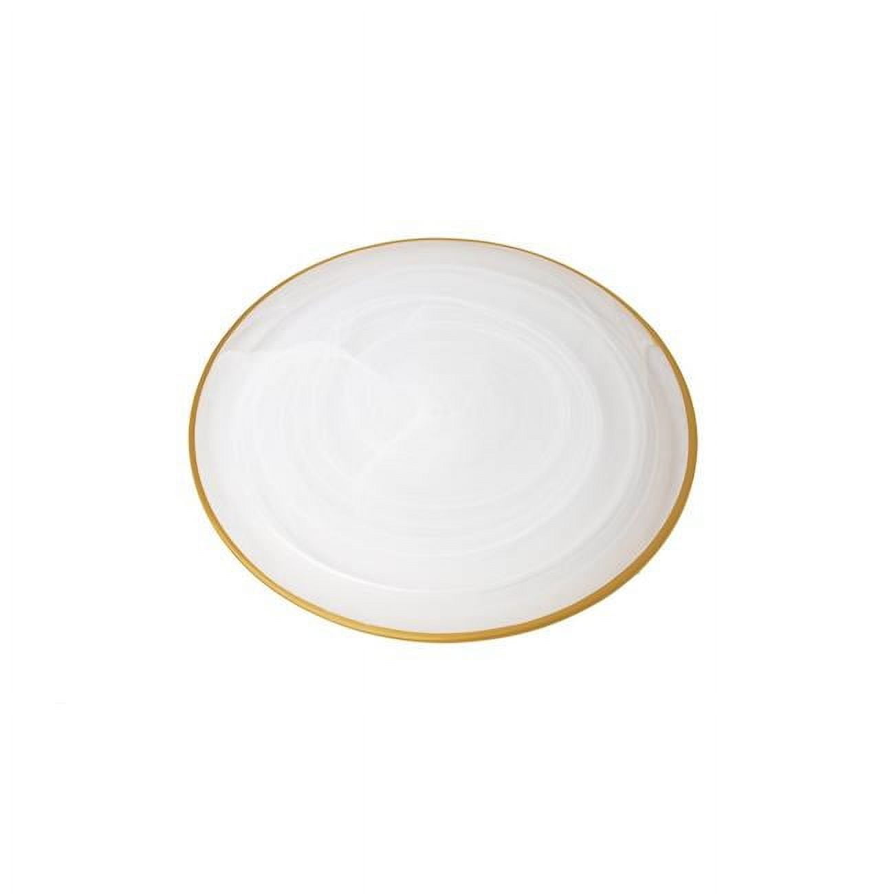 Classic Touch CGW143 12.75 in. White Alabaster Chargers with Gold Rim ...