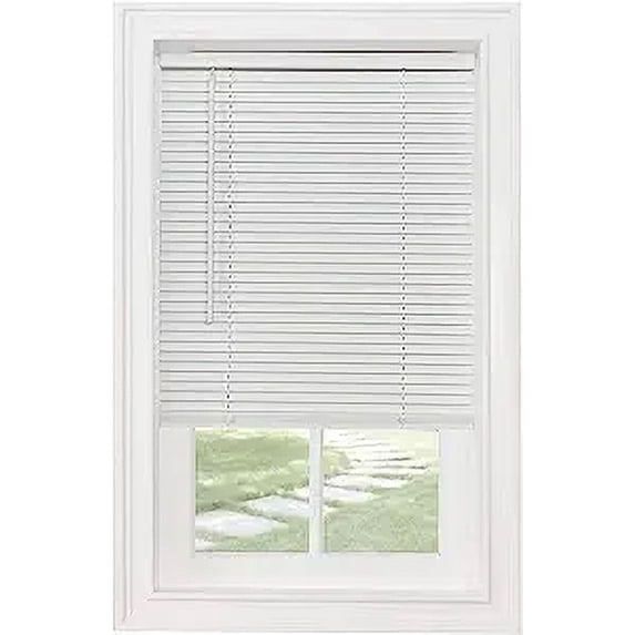 "Classic Touch 44""x64"" Cordless Light Filtering Mini Blind, White ...