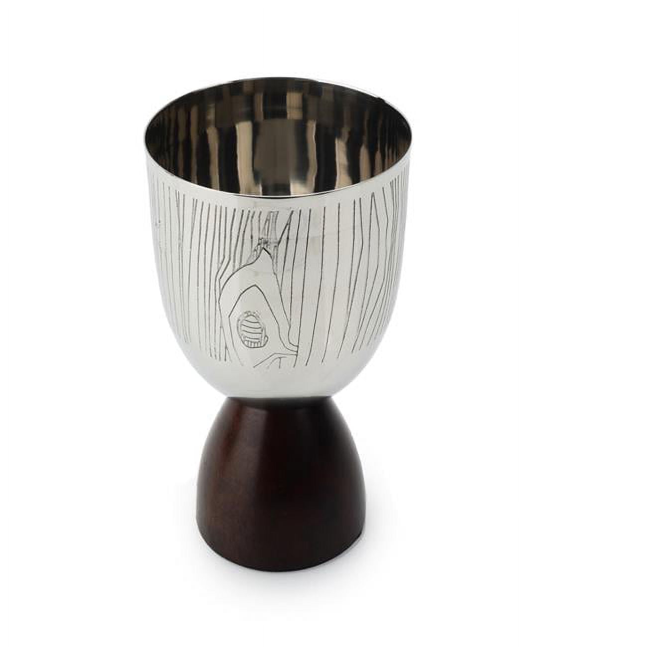 Classic Touch Kiddush Goblet Wood Base - White & brown - 6'' H x 3'' W ...