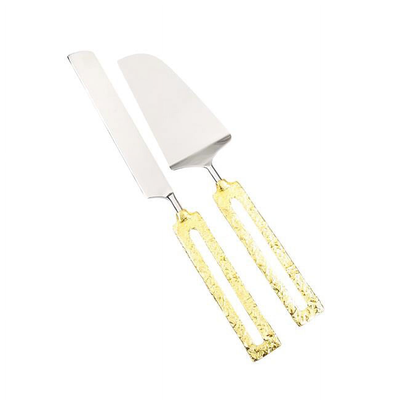Classic Touch TPCS1091 Cake Servers with Square Gold Loop Handles - Set ...