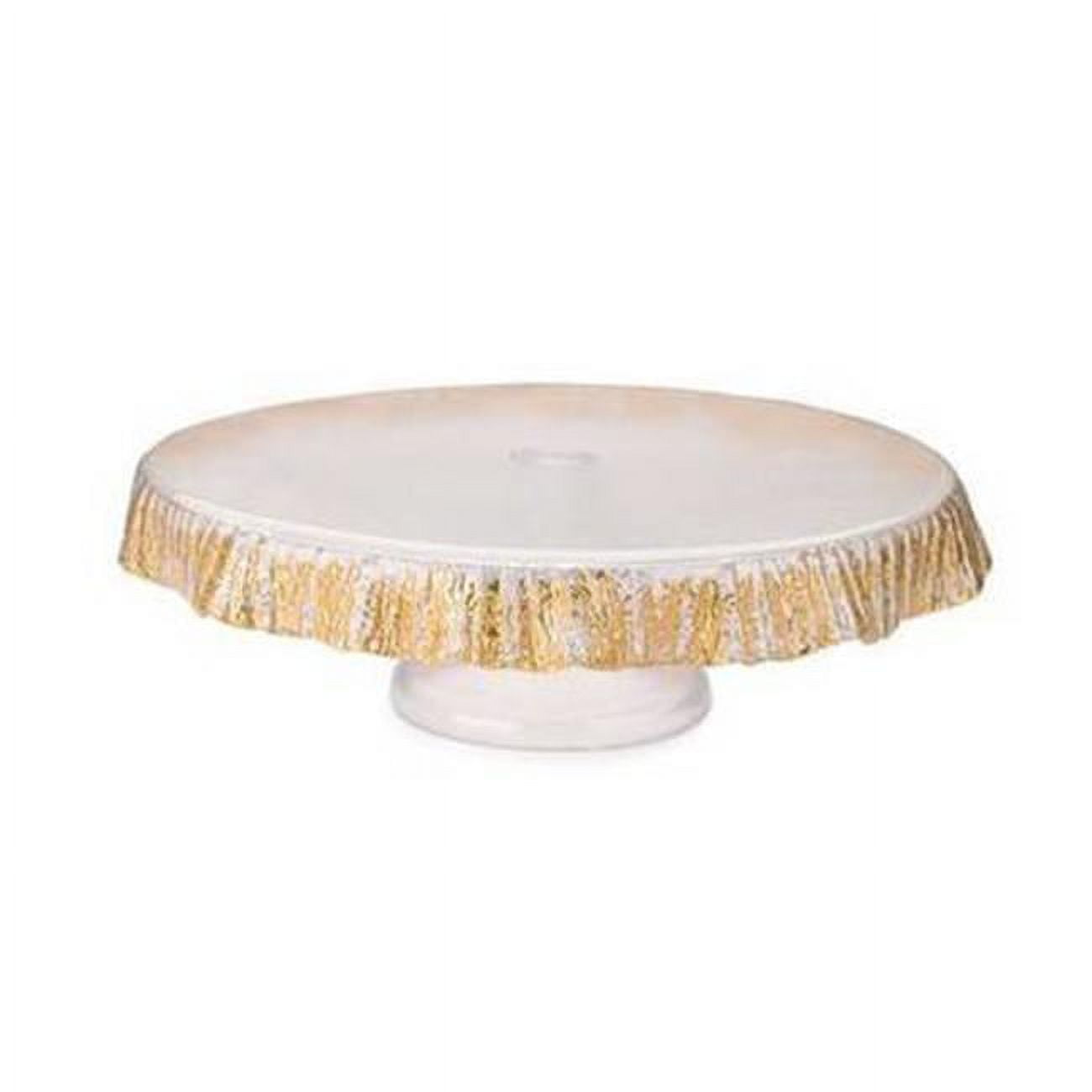 Classic Touch decor 12 in. Scalloped Cake Stand with Gold - Walmart.com