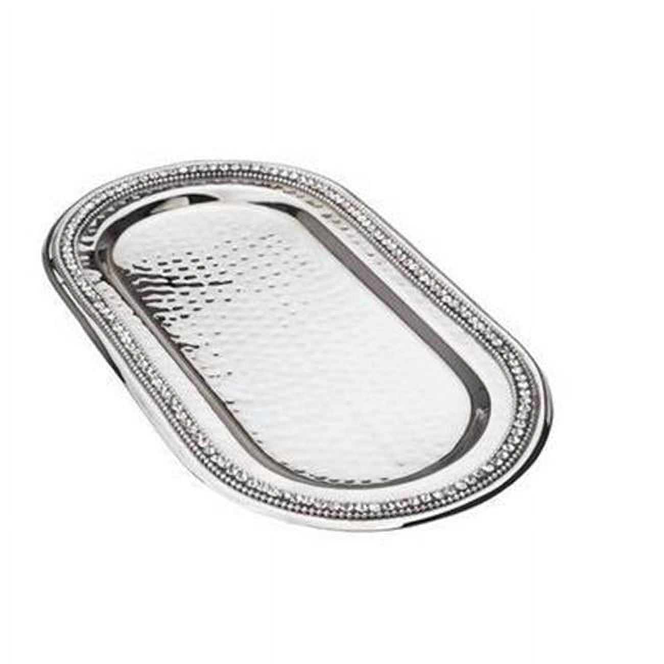 Classic Touch decor SDT190 Stainless Steel Oval Tray with Stones ...