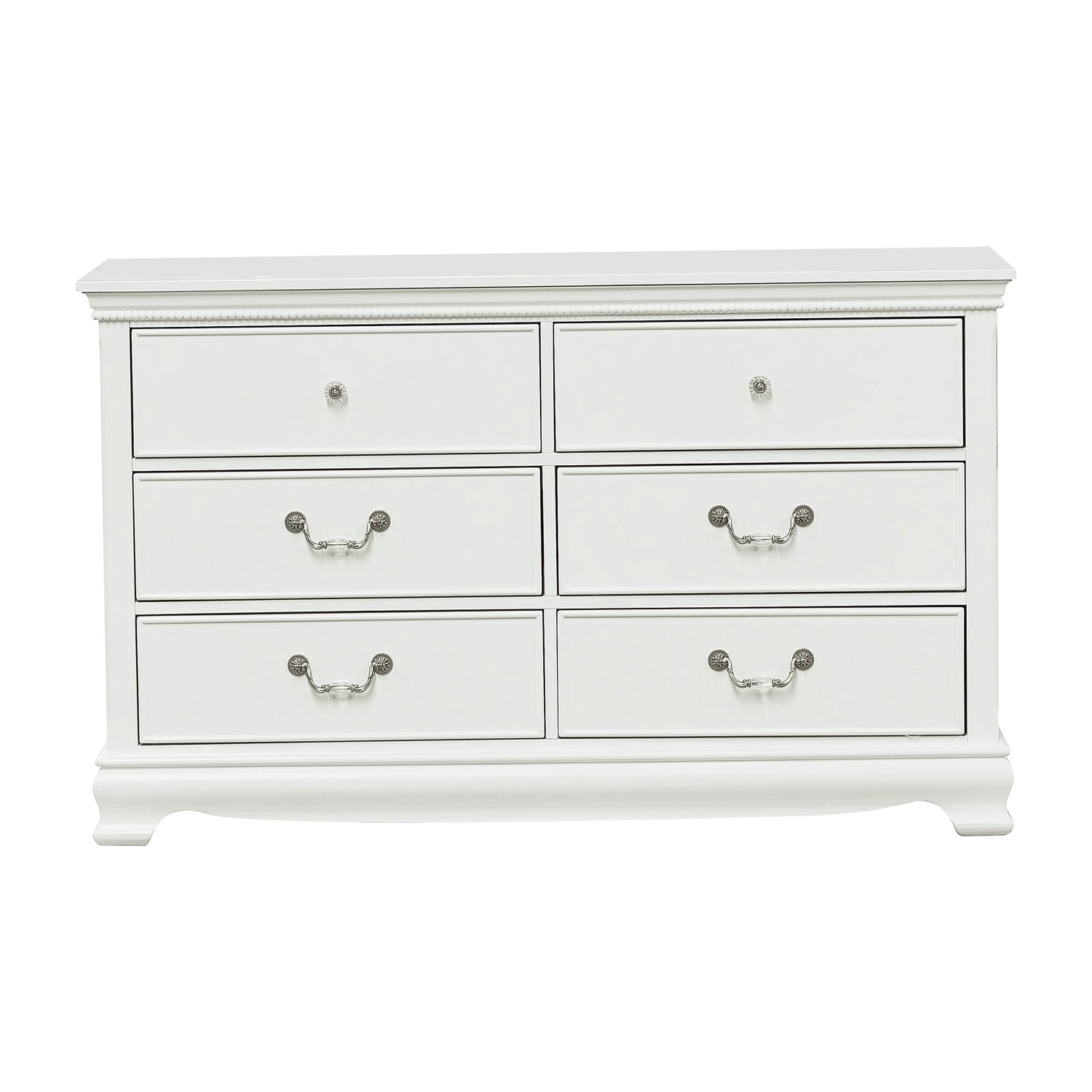 Classic Traditional Style Dresser of 6x Drawers White Finish Bedroom ...