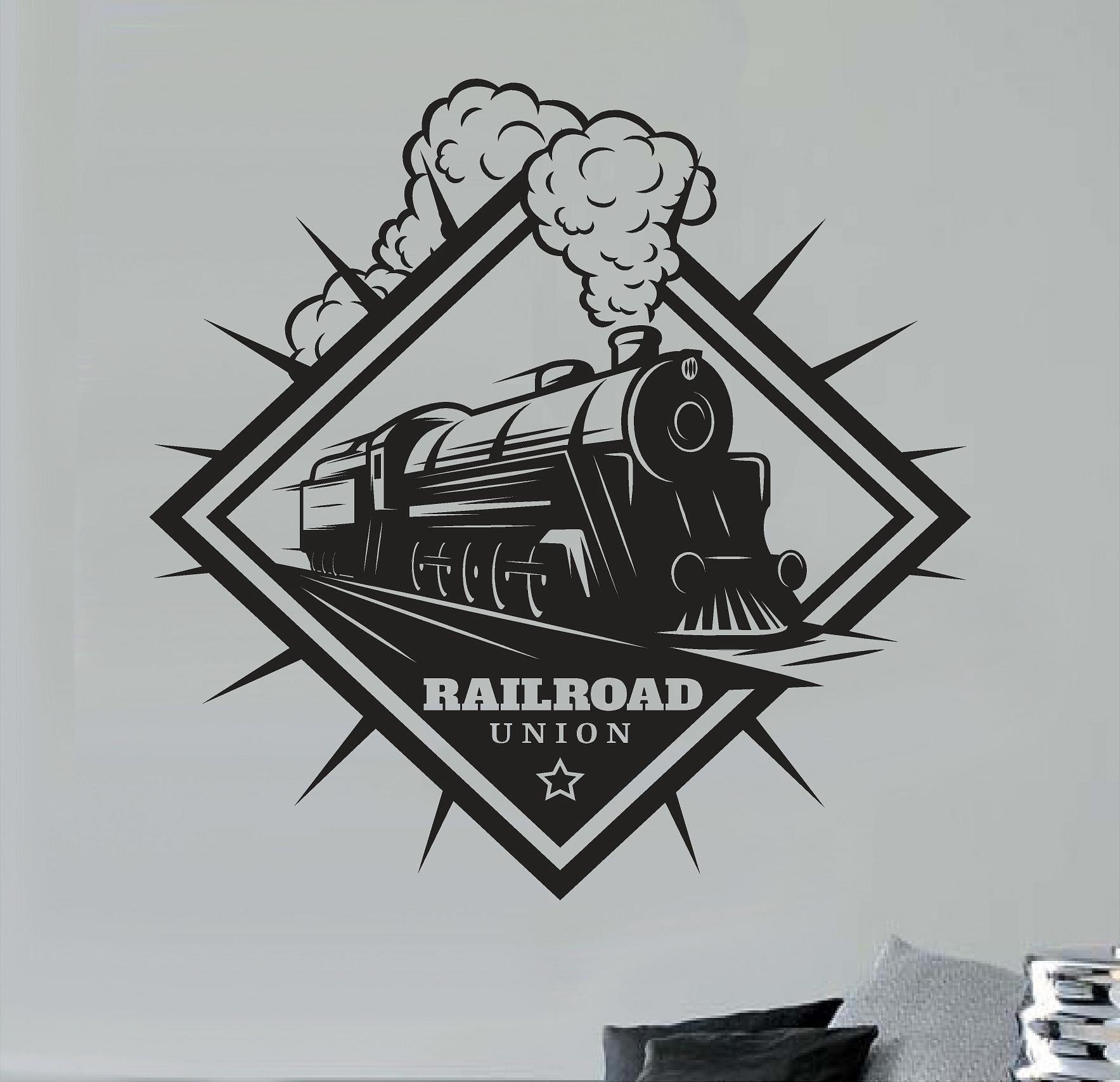 Classic Train Railroad Line Wall Decal - Matte Black Vinyl - Walmart.com