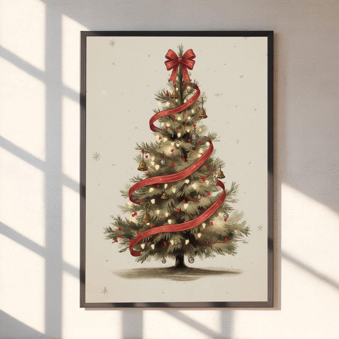 Classic Tree Poster – Elegantillustration, Traditional Festive Art Ha ...