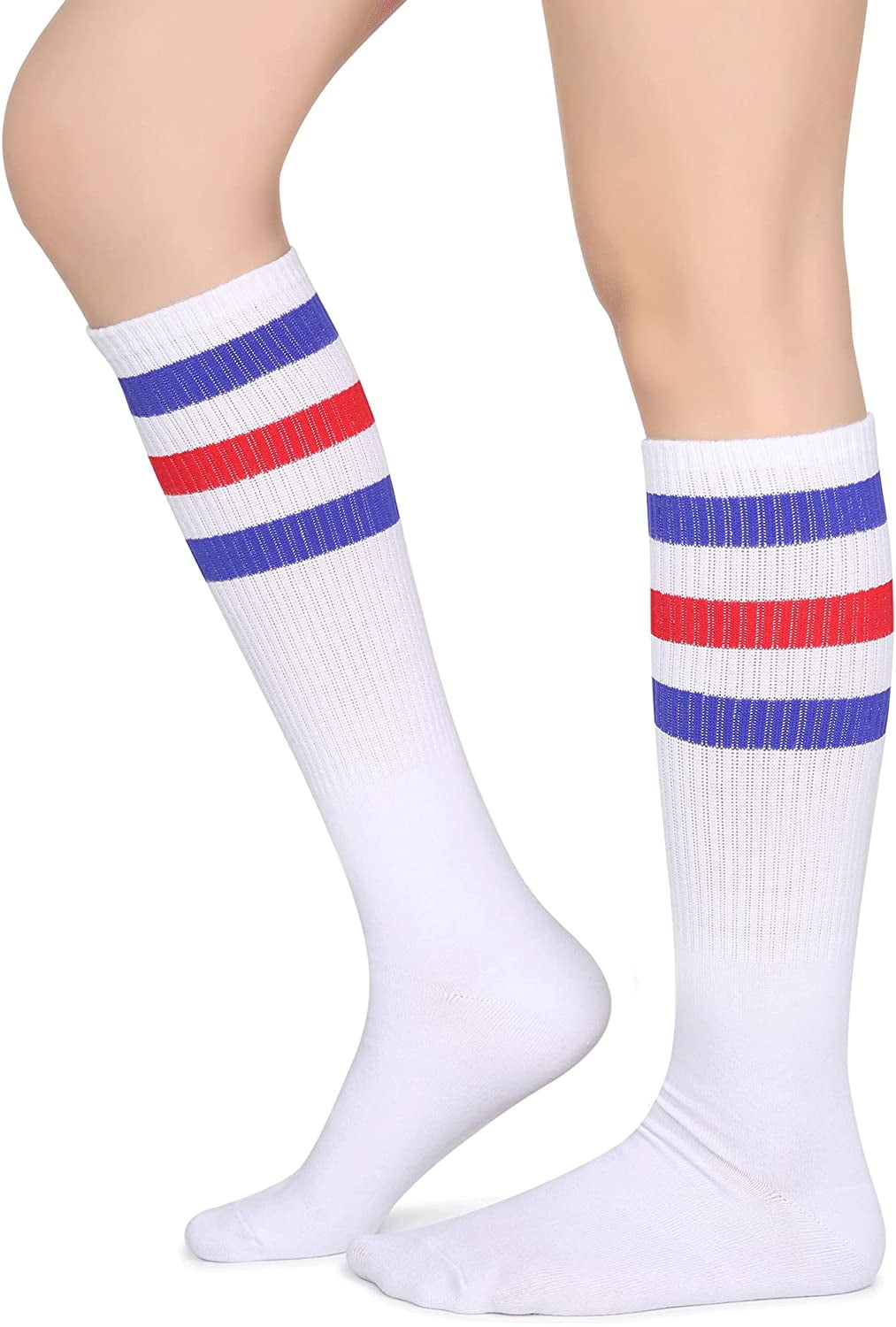 Classic Triple Stripes Over the Calf Cotton Retro Tube Socks for Men ...