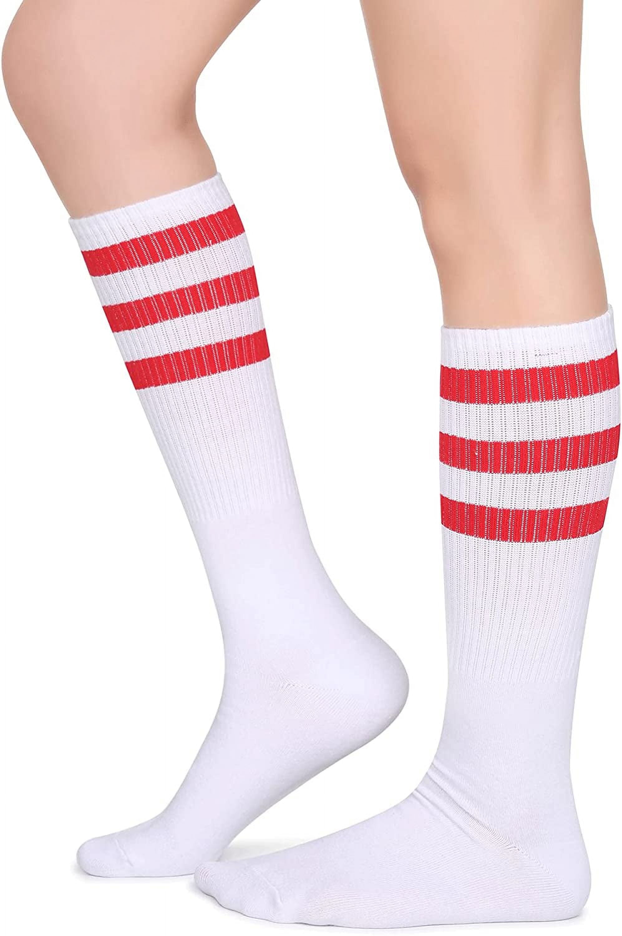 Classic Triple Stripes Over the Calf Cotton Retro Tube Socks for Men ...
