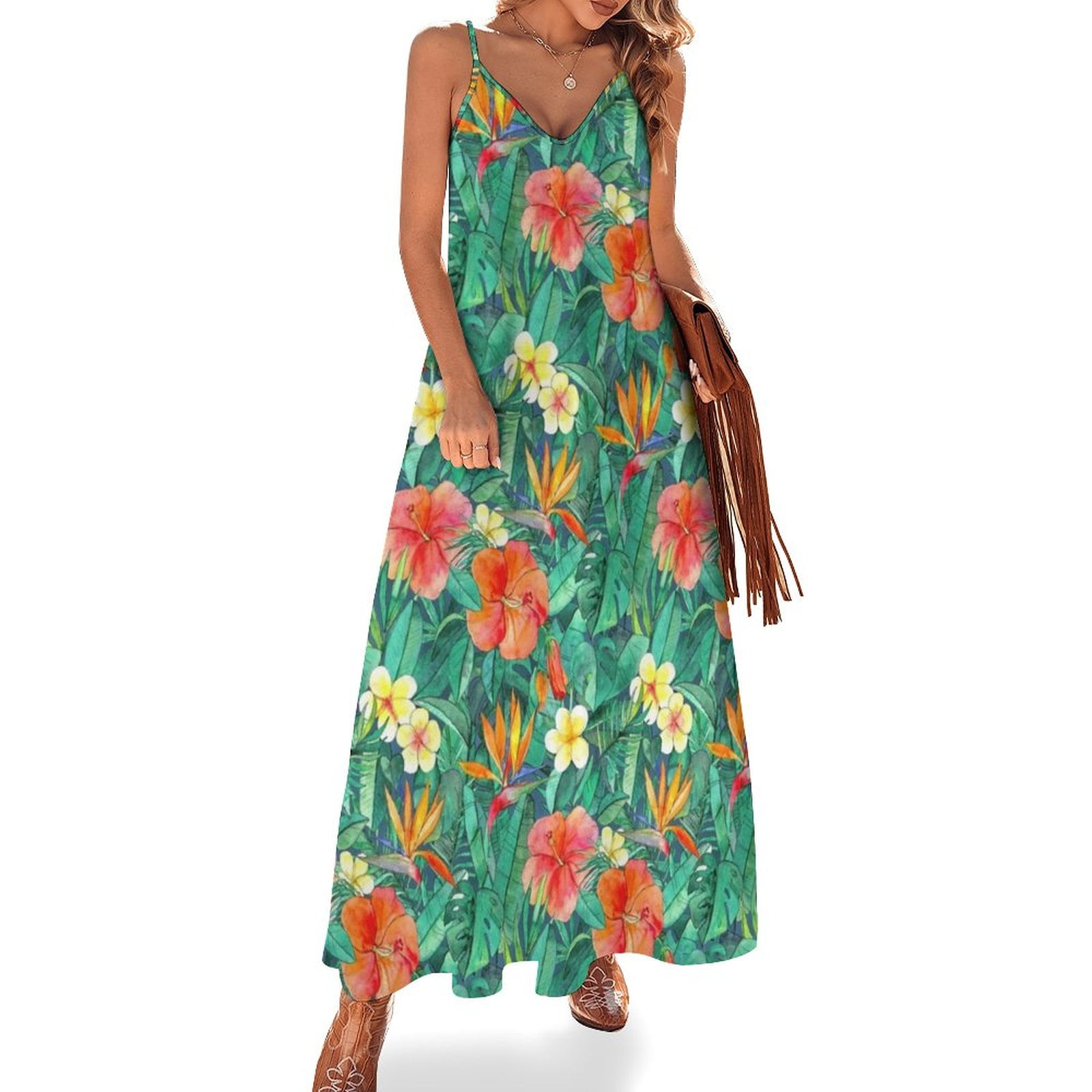 Classic Tropical Garden Sleeveless Dress prom dress Women's long dress ...