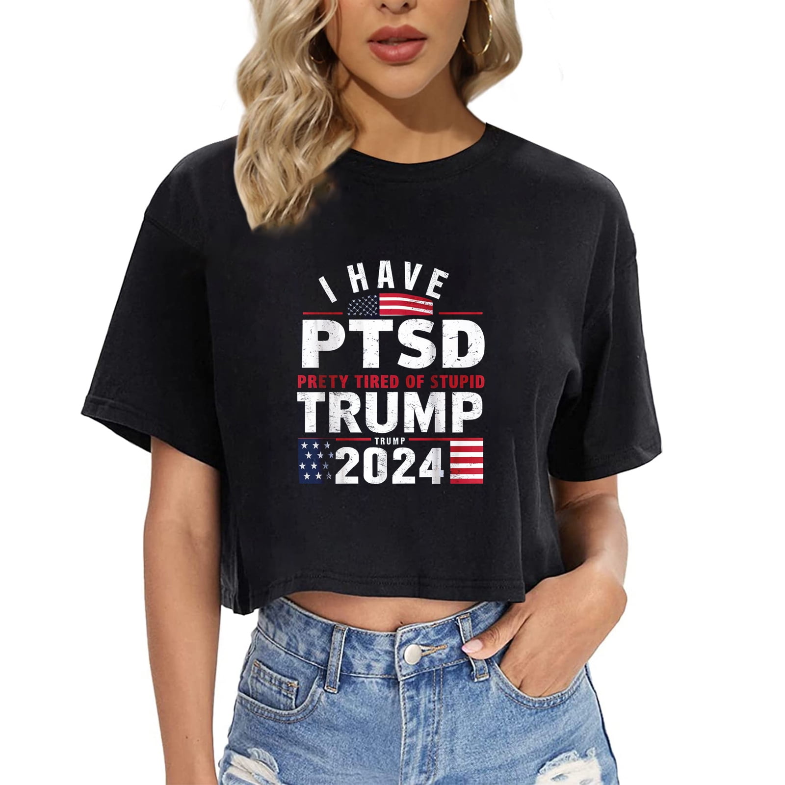 Classic Trump Supporter Distressed American Flag Patriotic Crop top ...