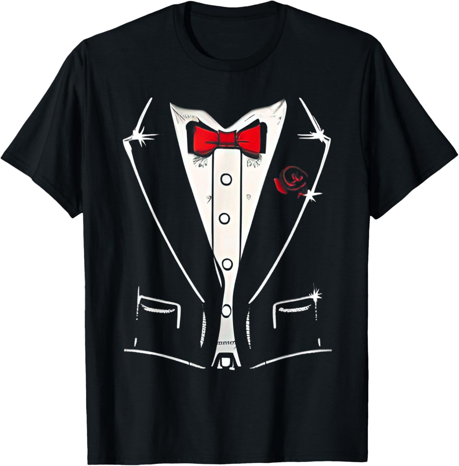 Classic Tuxedo Red Rose Costume Cool Valentines Day Men Boys T-Shirt ...