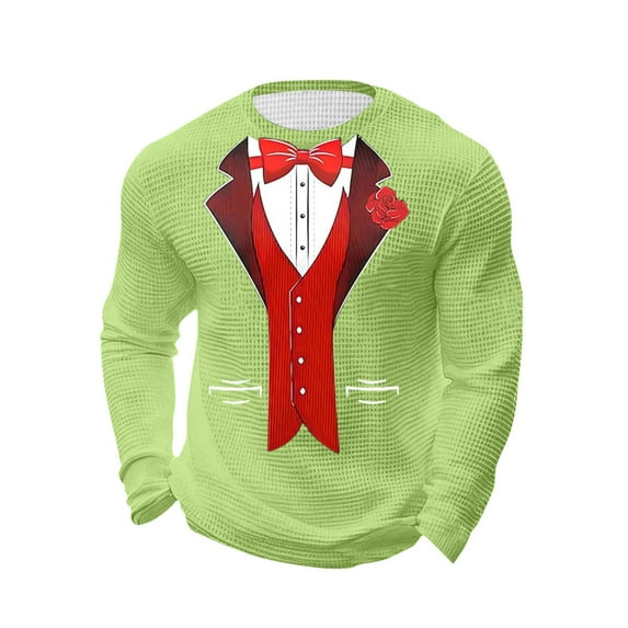 Classic Tuxedo Red Rose Long Sleeve Shirt Funny Party Costume Shirt Men ...