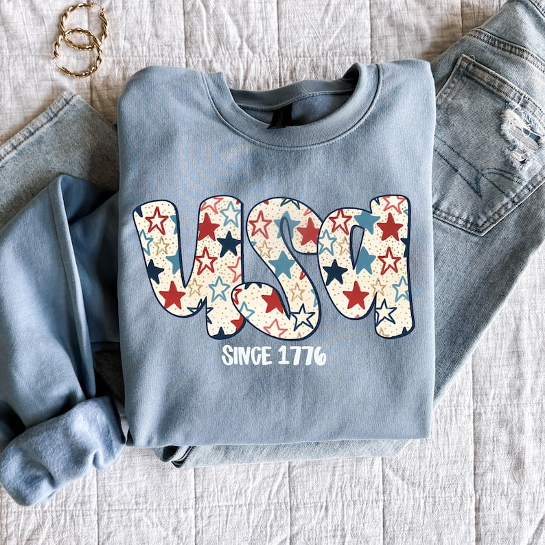Classic USA Since 1776 Sweatshirt, Fourth of July Patriotic Flag Shirt ...