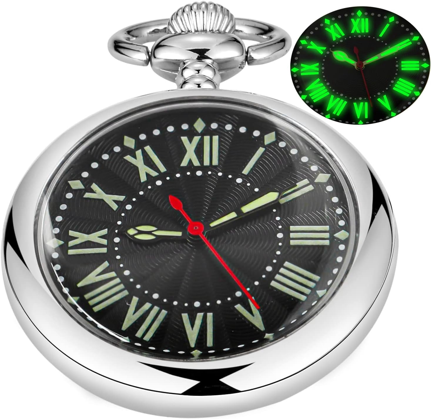 Classic Uncovered Men's Pocket Watch, Pocket Watches with Chain for Men ...