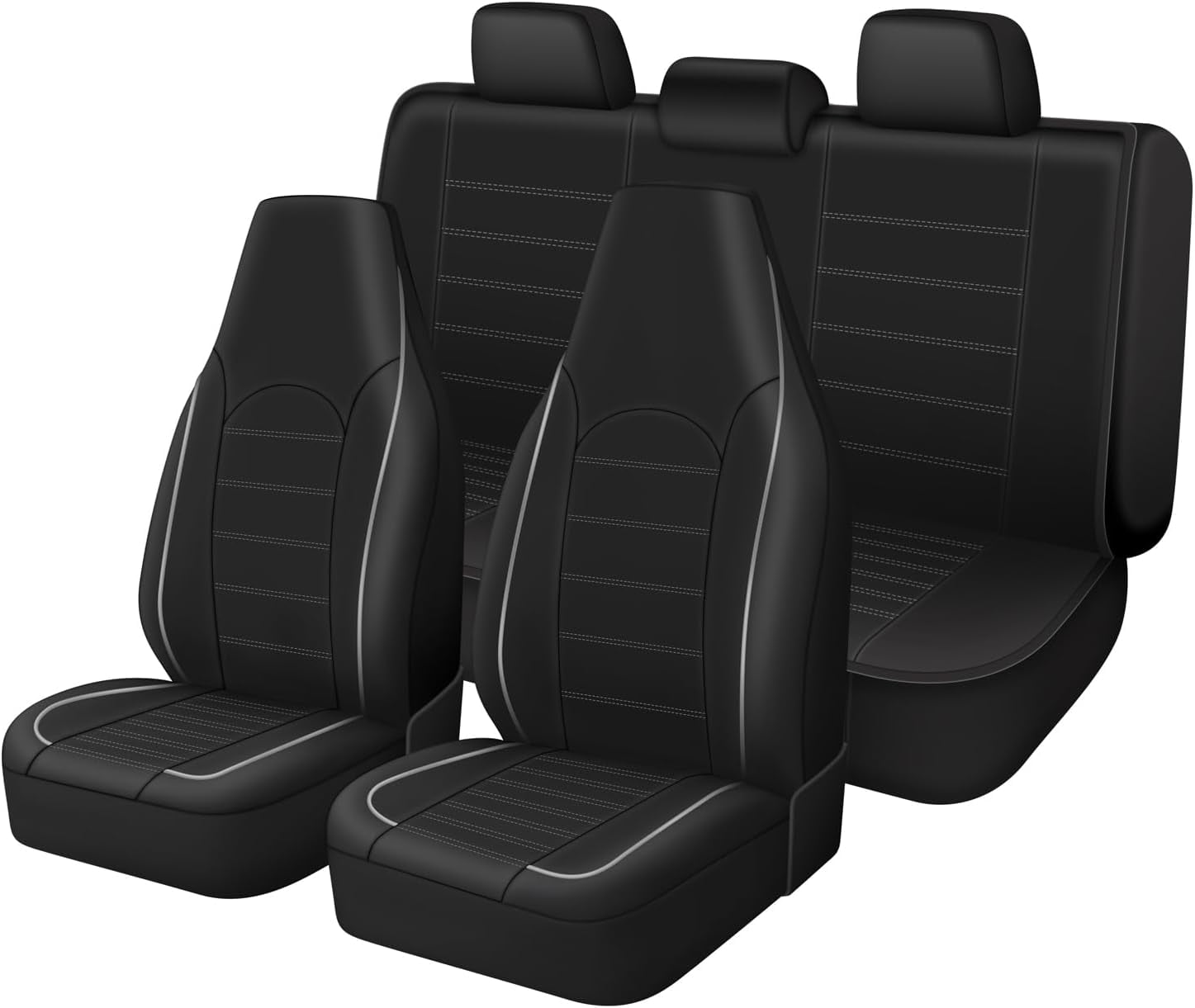 Classic Universal PU Leather Seat Covers Full Set Fit SUVS or Gray High ...