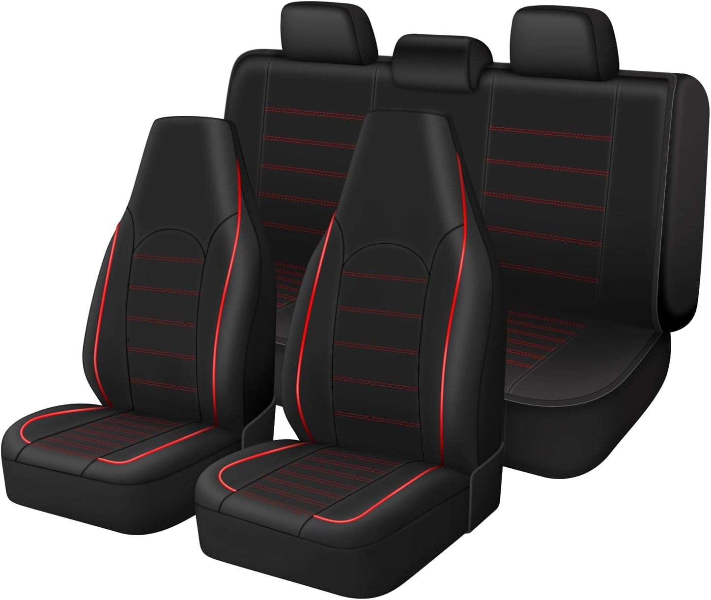 Classic Universal PU Leather Seat Covers Full Set Fit SUVS or Red High ...