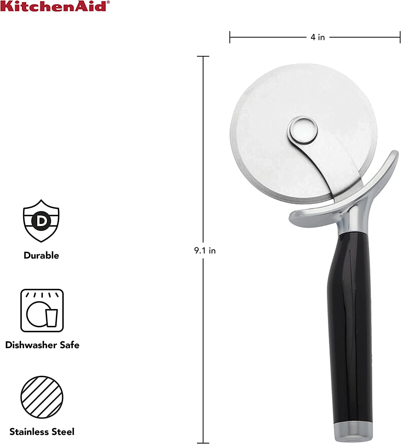 Classic Utility Whisk, 10.5 Inch, Black & Classic Pizza Wheel & Classic ...