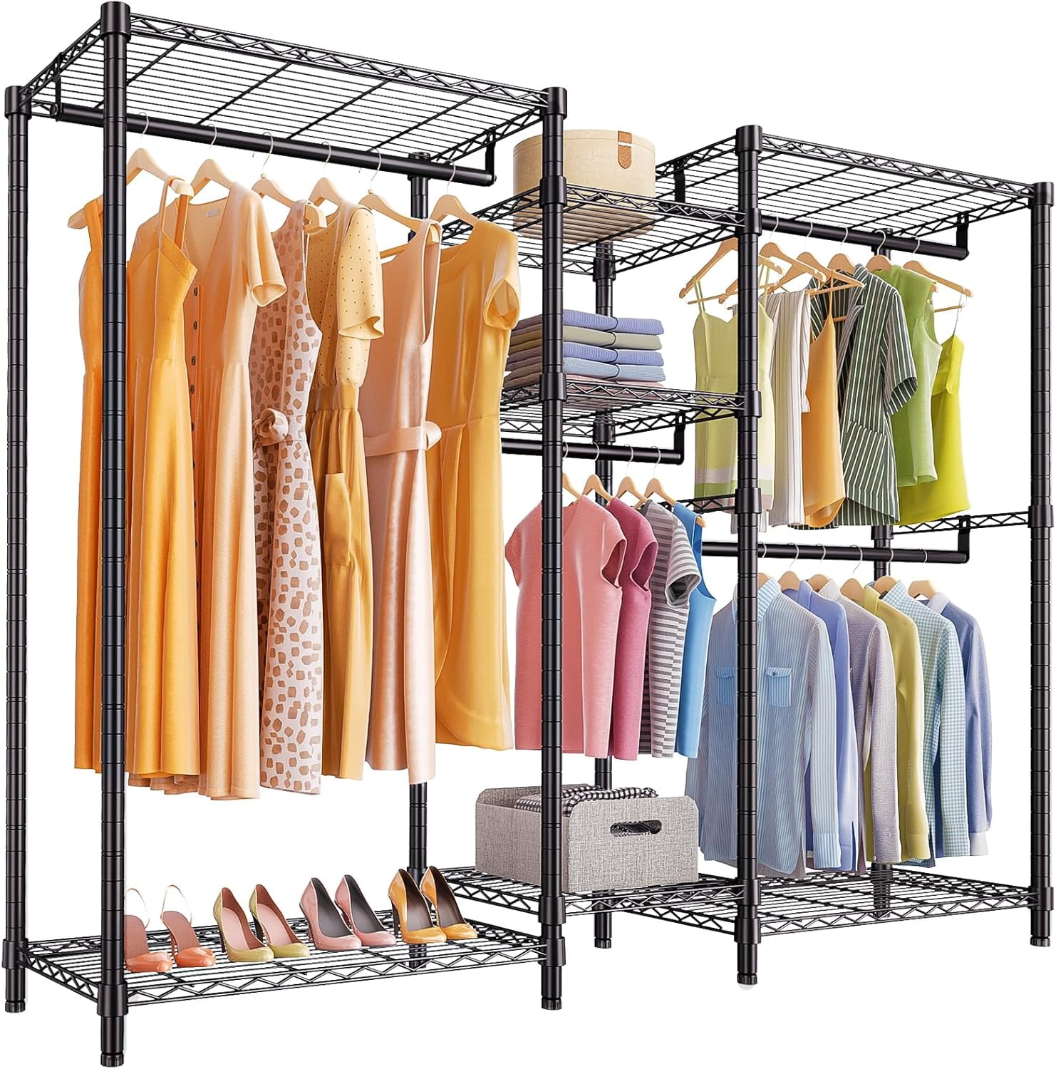 Classic V6 Wire Garment Rack Heavy Duty Clothes Rack with 7 Adjustable ...