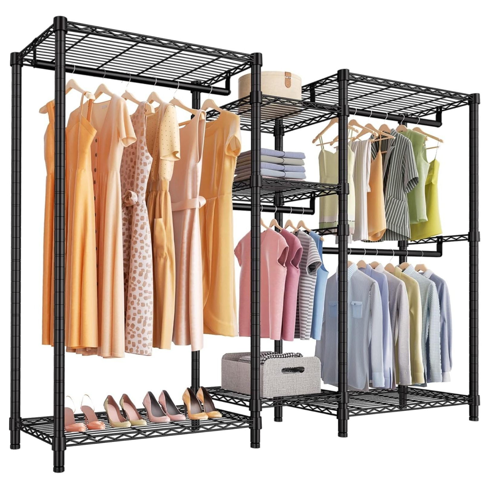 Classic V6 Wire Garment Rack Heavy Duty Clothes Racks with Shelves ...