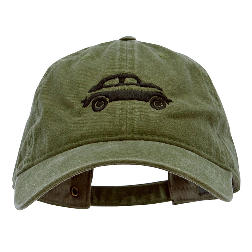 Classic VW Beetle Embroidered Washed Solid Pigment Dyed Cotton Twill ...