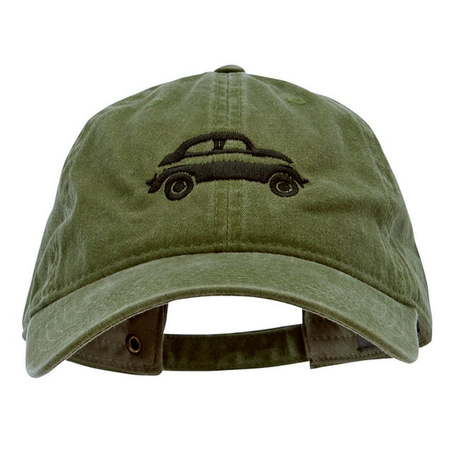 Classic VW Beetle Embroidered Washed Solid Pigment Dyed Cotton Twill ...