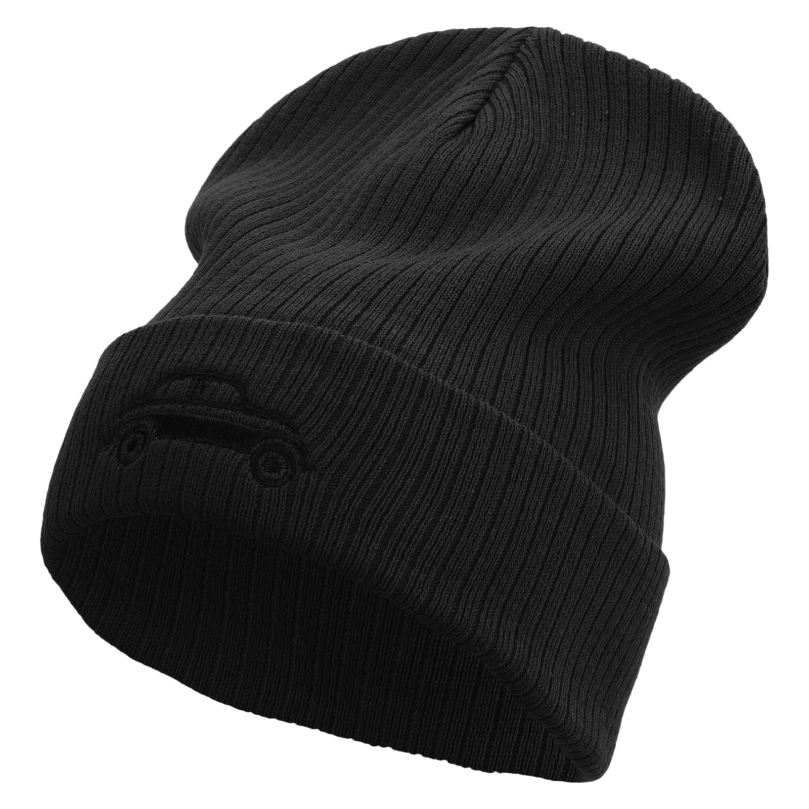 Classic VW Beetle Symbol Embroidered Big Size Cuff Long Beanie - Black ...