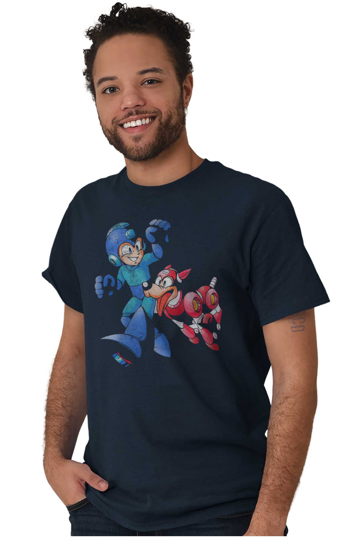 Classic Video Game Mega Man and Rush Men's Graphic T Shirt Tees Brisco ...
