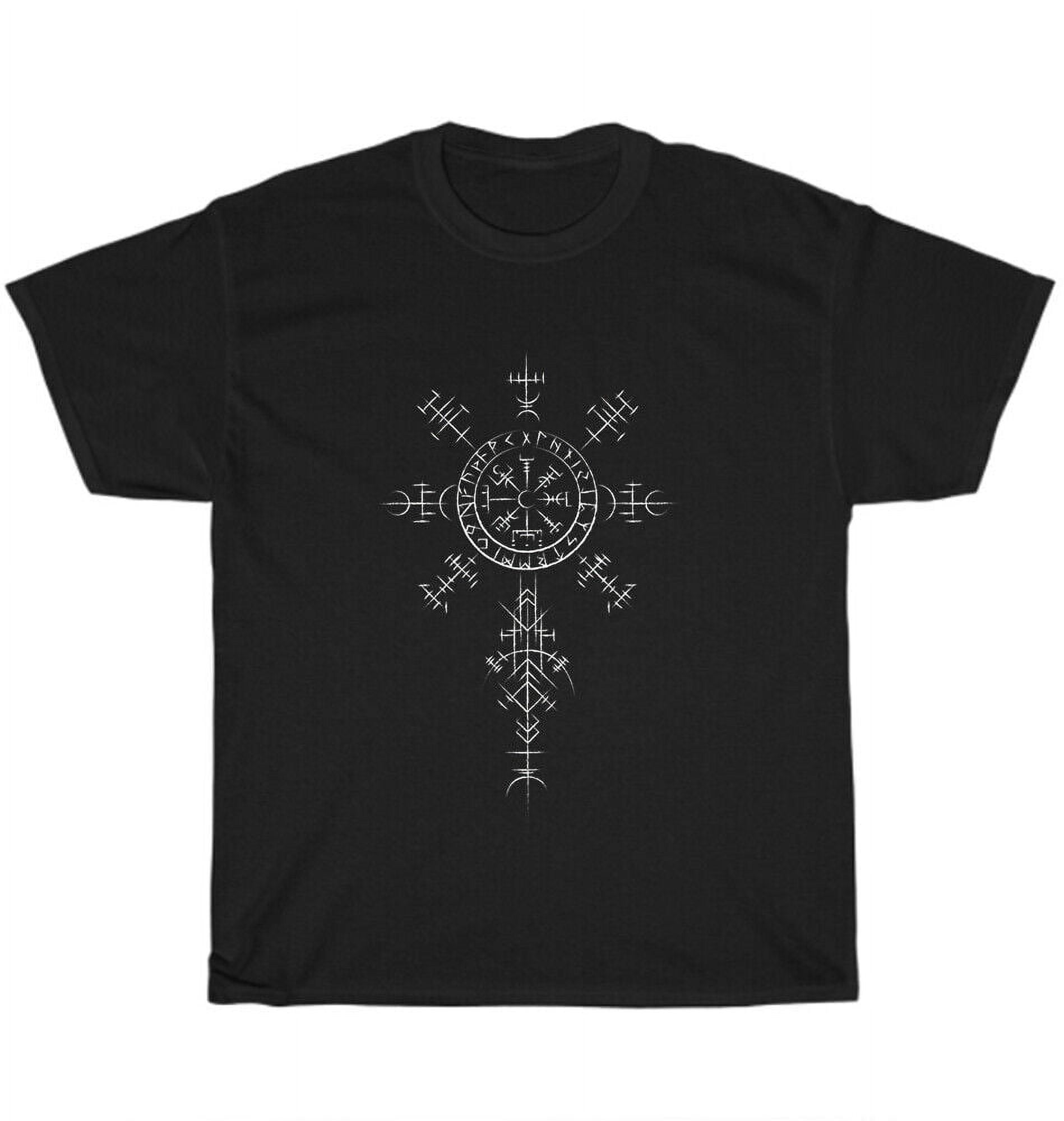 Classic Viking Symbols Compass Vegvisir Nordic Rune Celtic T-Shirt ...